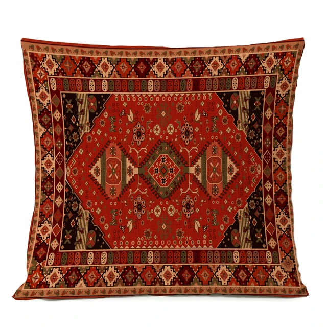 Ethnic Persian Carpet Pillows Geometric Red Blue Tribal Texture ...