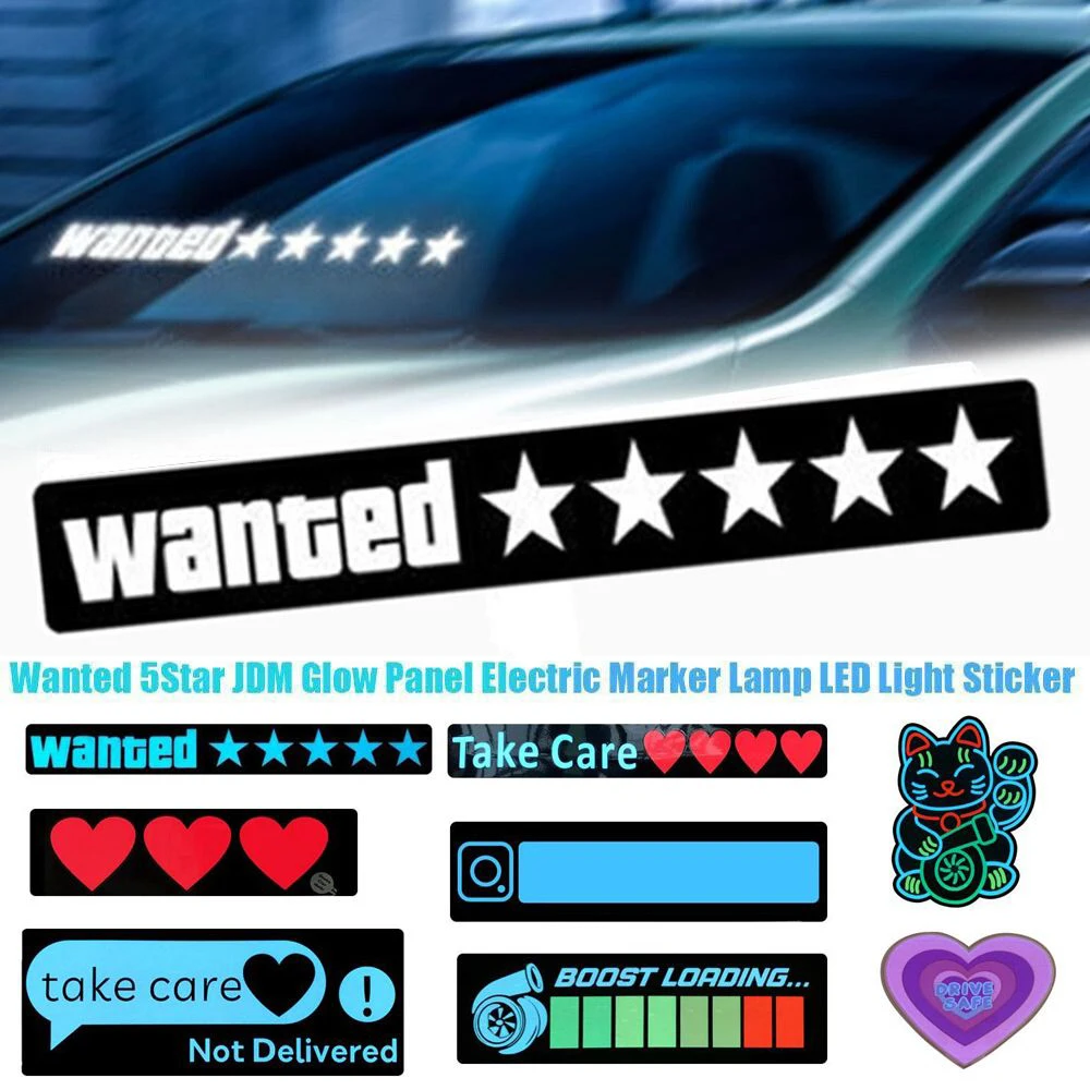 Fashion-Windshield-Electric-LED-Wanted-Car-Window-Sticker-Auto-Moto ...