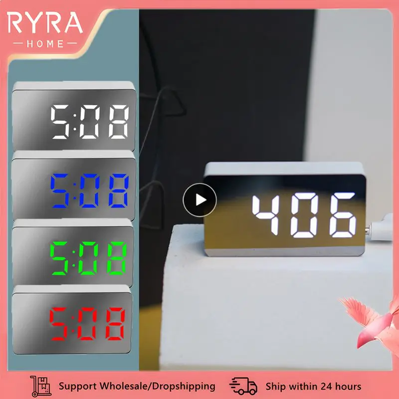1-7pcs-LED-Mirror-Table-Clock-Digital-Alarm-Multifunction-Desktop ...