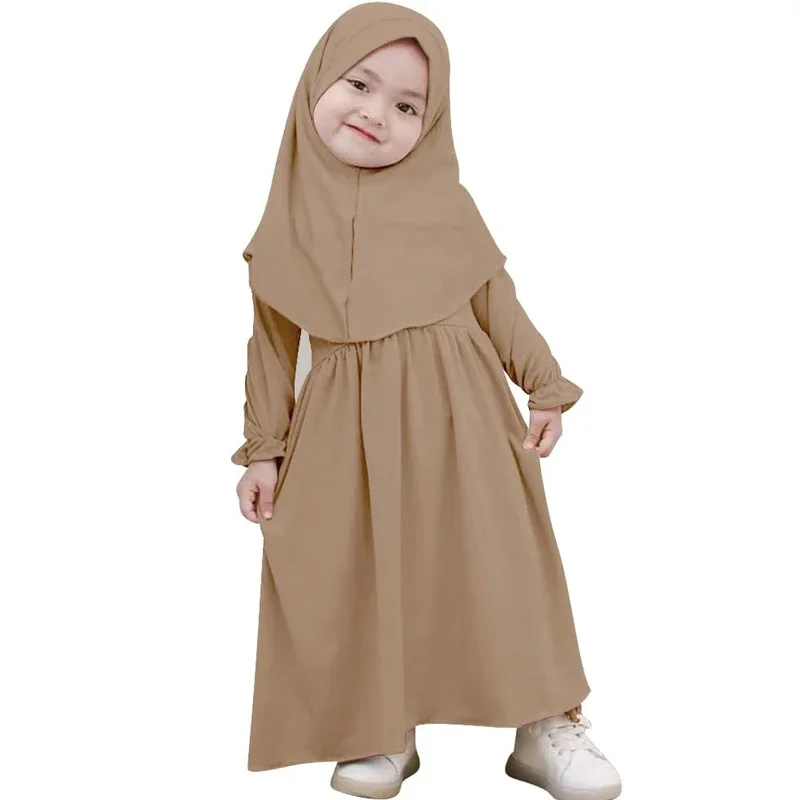 Baby-Kids-Hijab-Prayer-Dress-Set-Girls-Muslim-Headscarf-Abaya-Islamic ...