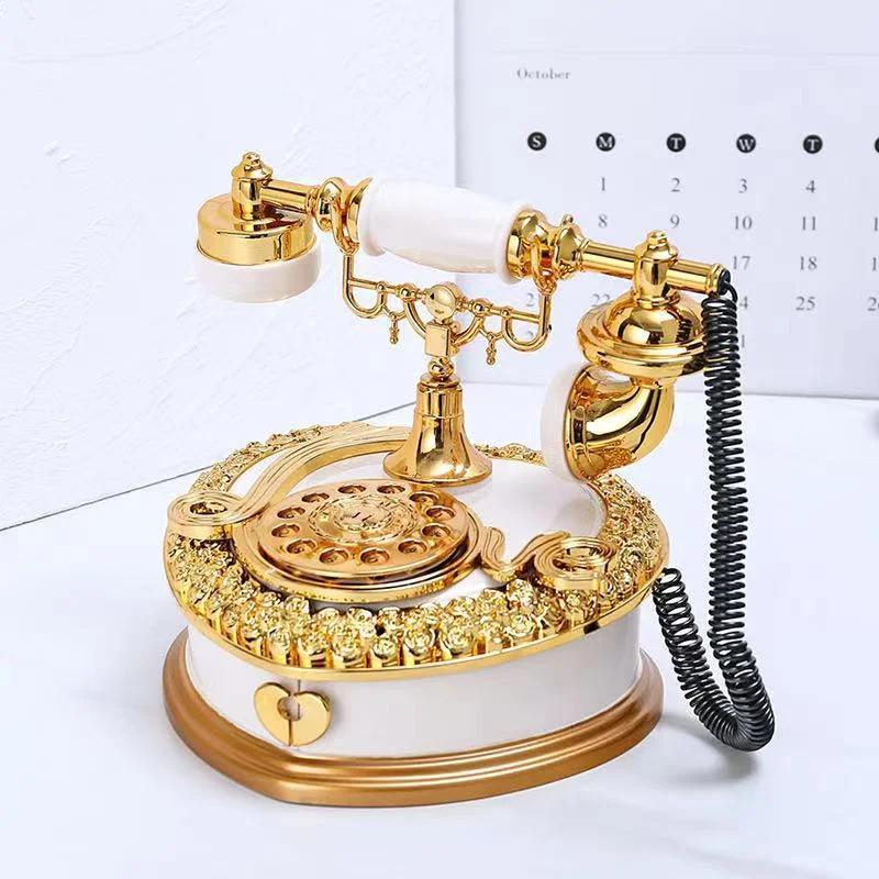 Light Luxury Classic Style Dial Old-fashioned Telephone Music Box Home ...