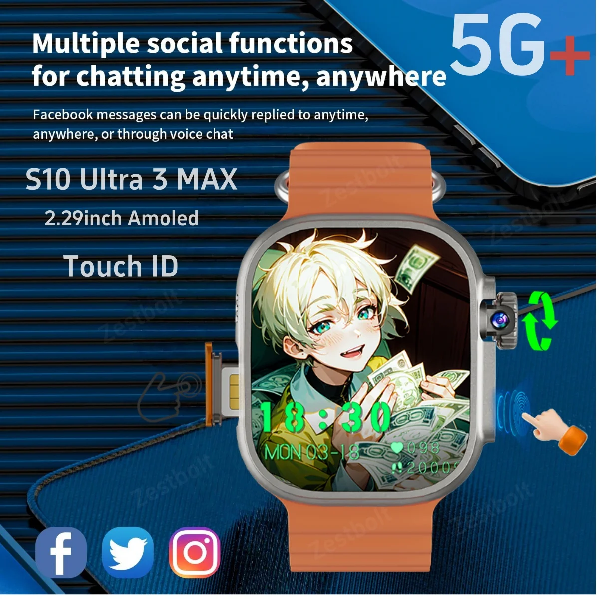 5G Cellular Version S10 Ultra 3 MAX Smartwatch Android 10.0 Smart Watch ...