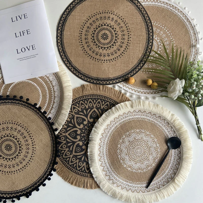 Mandala Round Placemats,boho Cotton Woven Macrame Tassels Table Decor ...