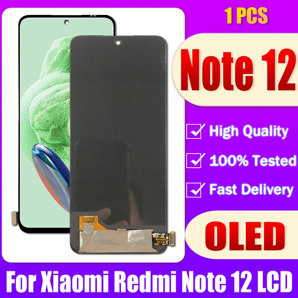100% Tested OLED For Xiaomi Redmi Note 12 22111317I 22111317G LCD ...
