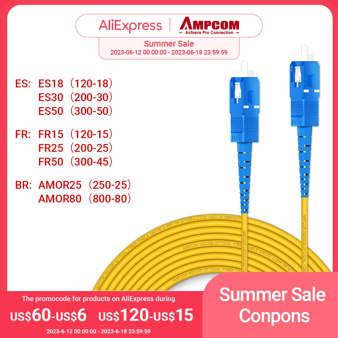 Ampcom Sc Lc Fiber Patch Cable Simplex 9/125 Sc/upc To Lc/upc ...