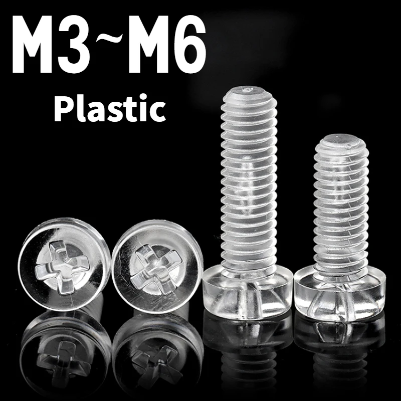 30-100PCS-Nylon-Transparent-M3-M4-M5-M6-Plastic-Acrylic-Circular-Cross ...