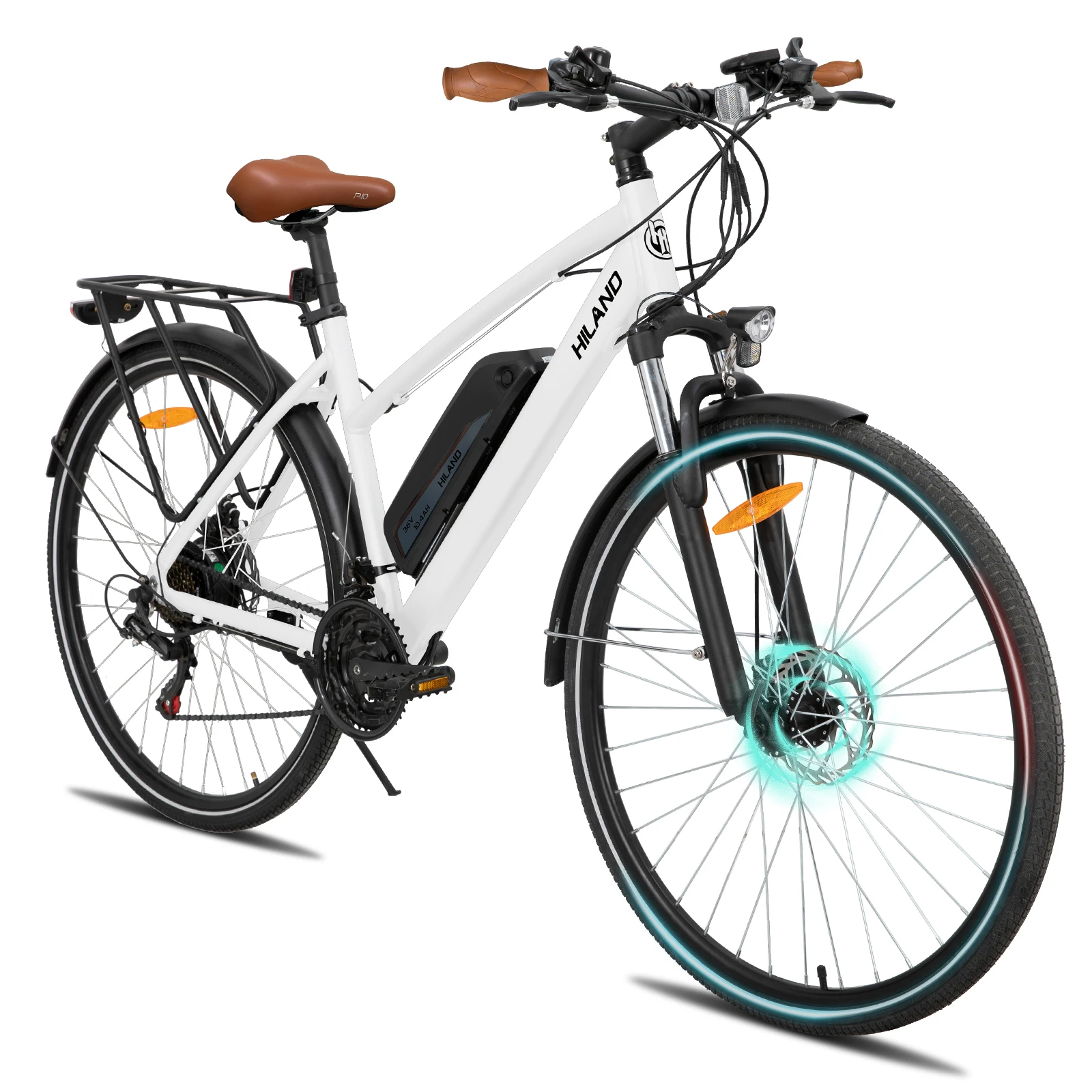 HILAND Electric Bicycle City Bike, 28 Inch with 21 Speed Derailleur ...