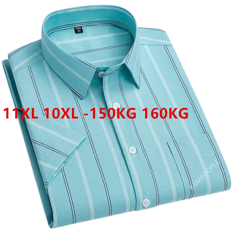 Plus-Large-11XL-10XL-Shirts-for-Men-Fahsion-Summer-Short-Sleeve-Stripe ...
