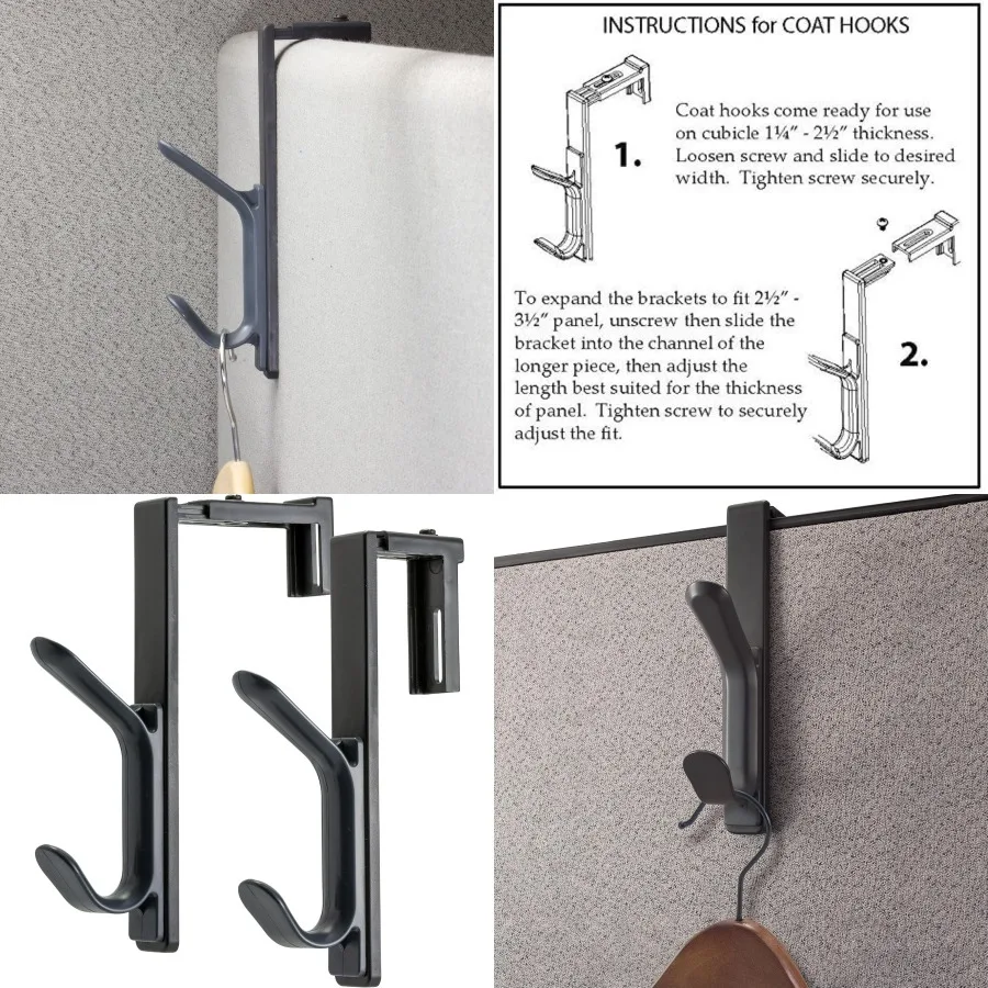 Double Coat Hooks for Cubicle Panels Adjustable Ideal for Office and ...