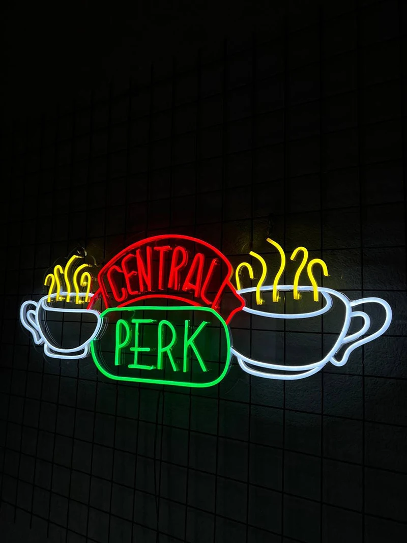 Central Perk Cafe Metal Sign Wall Art LED Light, Friends, 47% OFF