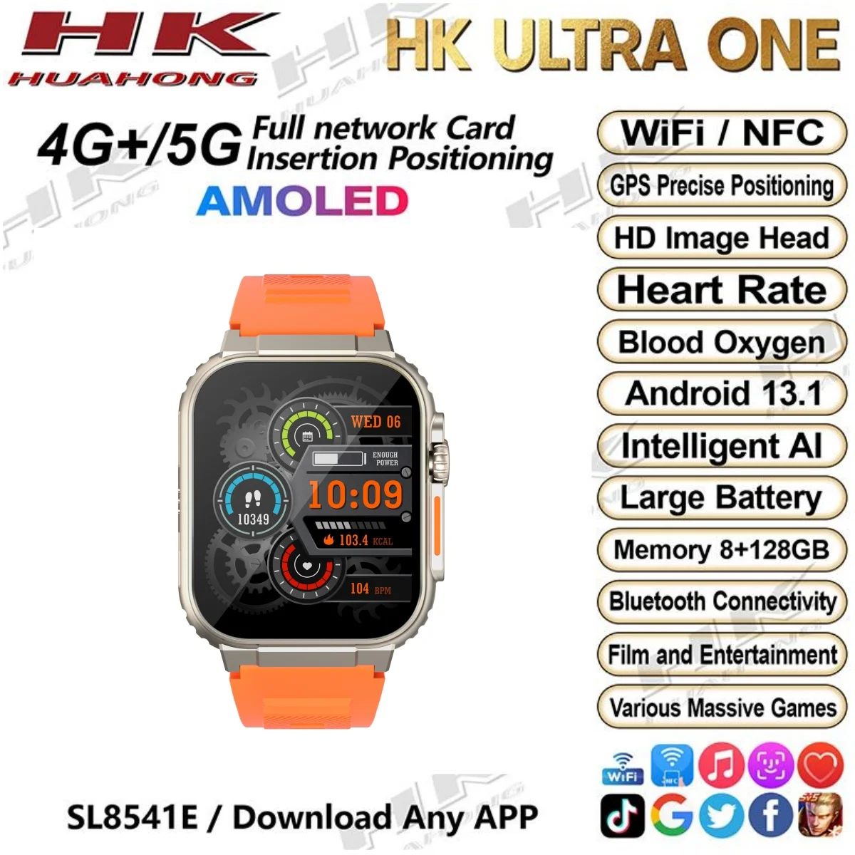 HK-reloj-inteligente-Ultra-One-4G-dispositivo-con-c-mara-Amoled-Wifi ...