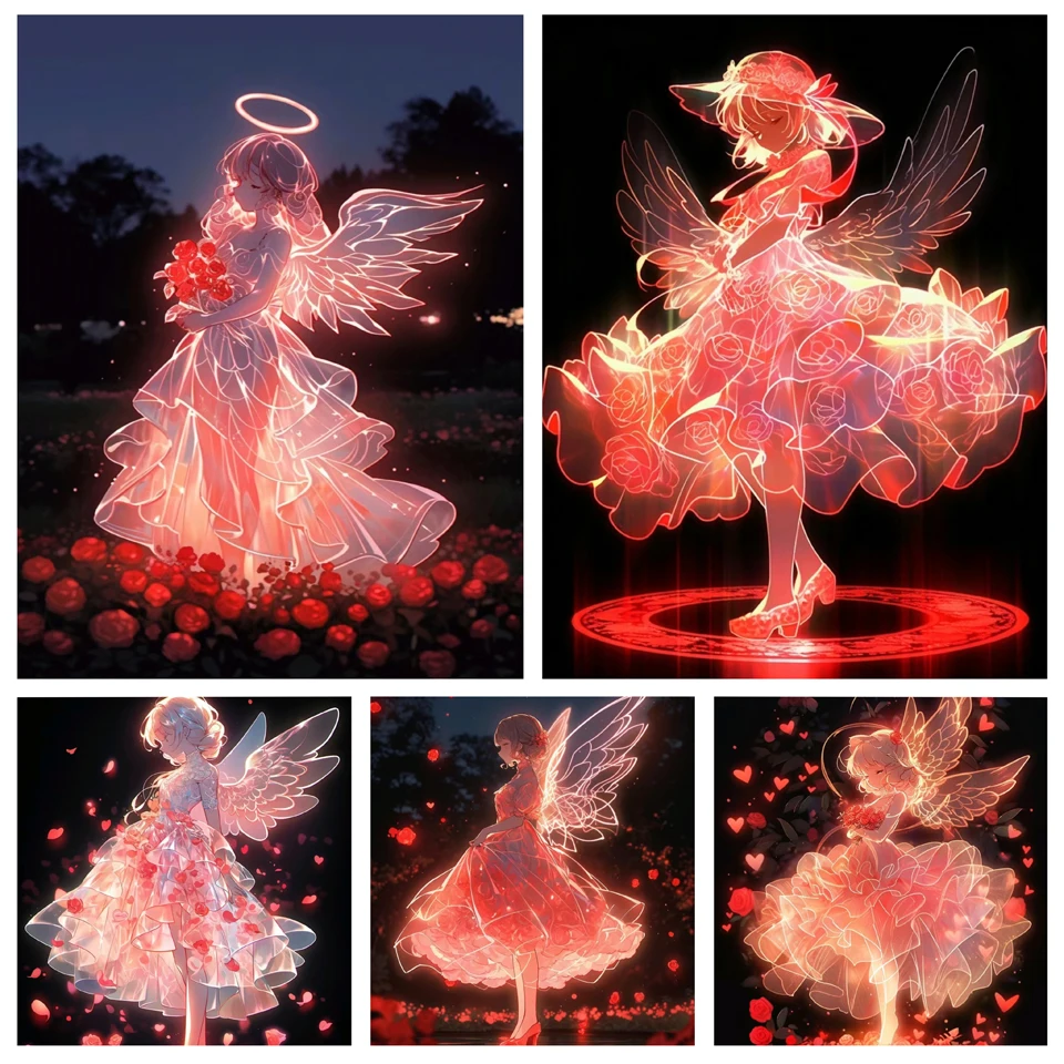 Fluorescent-Sprite-DIY-5D-Diamond-Painting-Cartoon-Girl-Rose-Angel ...