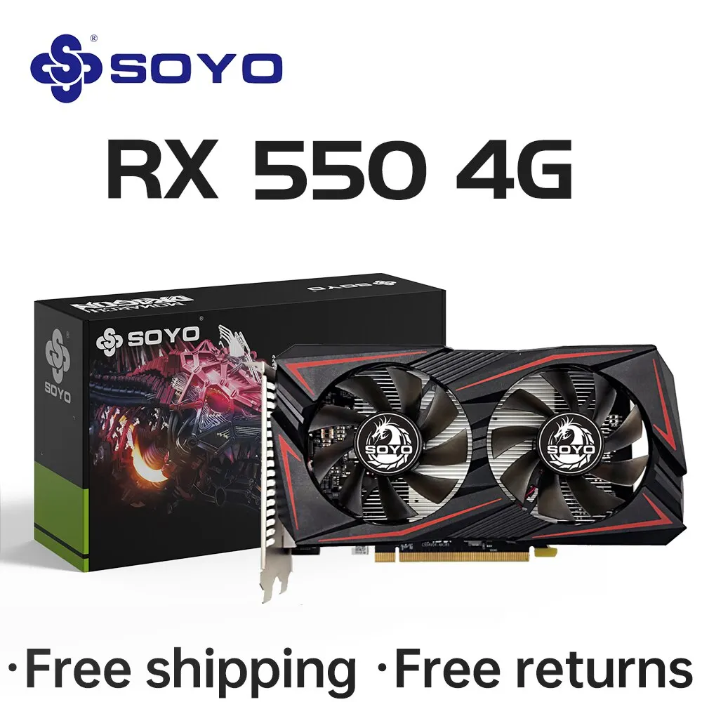 SOYO-RX-550-4G-Graphics-Card-AMD-GPU-Radeon-RX550-GDDR5-128Bit-14nm-DVI ...