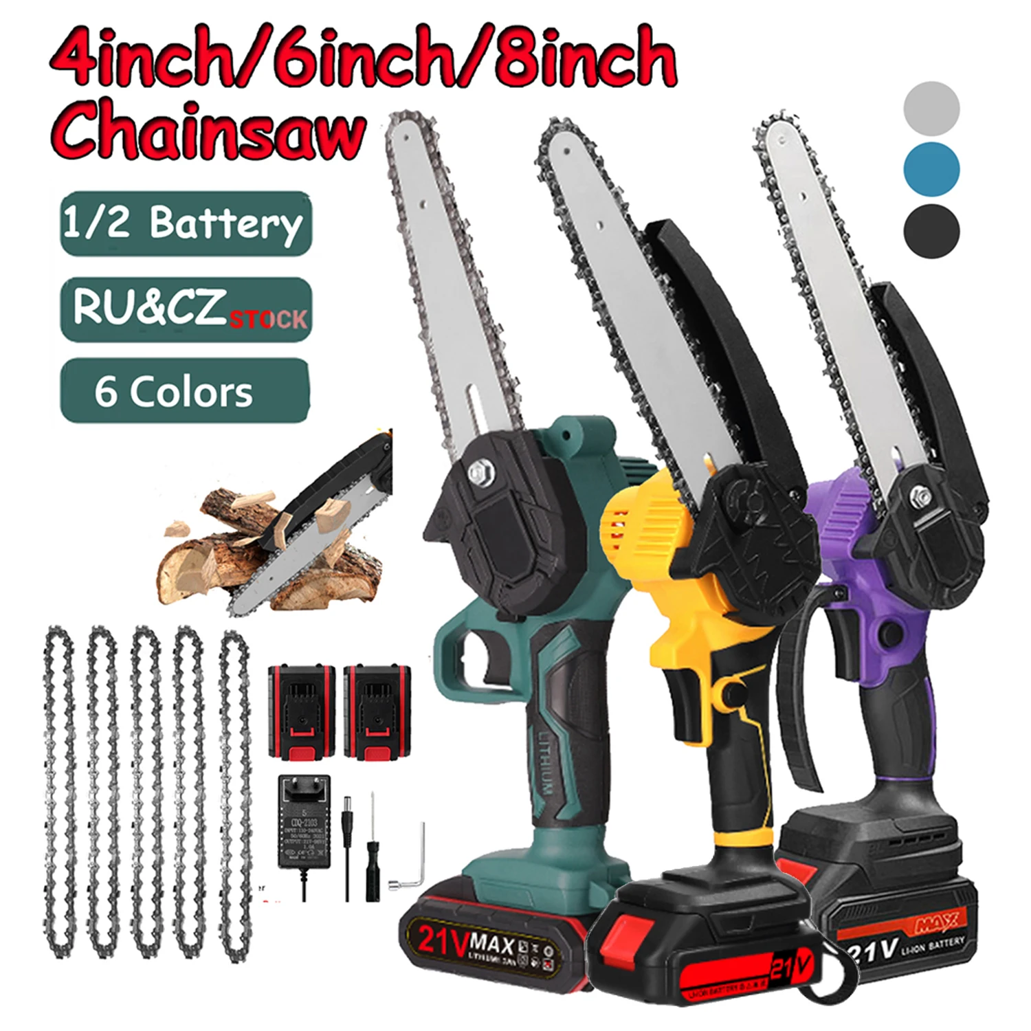 21V-4in-6in-8in-Electric-Pruning-Saw-Rechargeable-Small-Electric-Saws ...