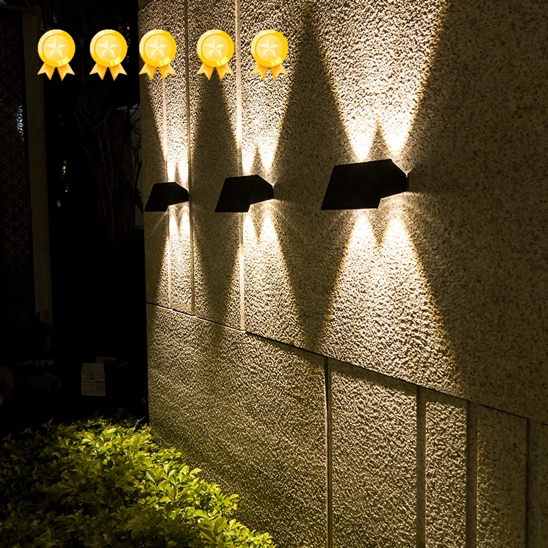 Solar-Wall-Lamp-Fence-Lights-Outdoor-Waterproof-Garden-Patio-Spotlights ...