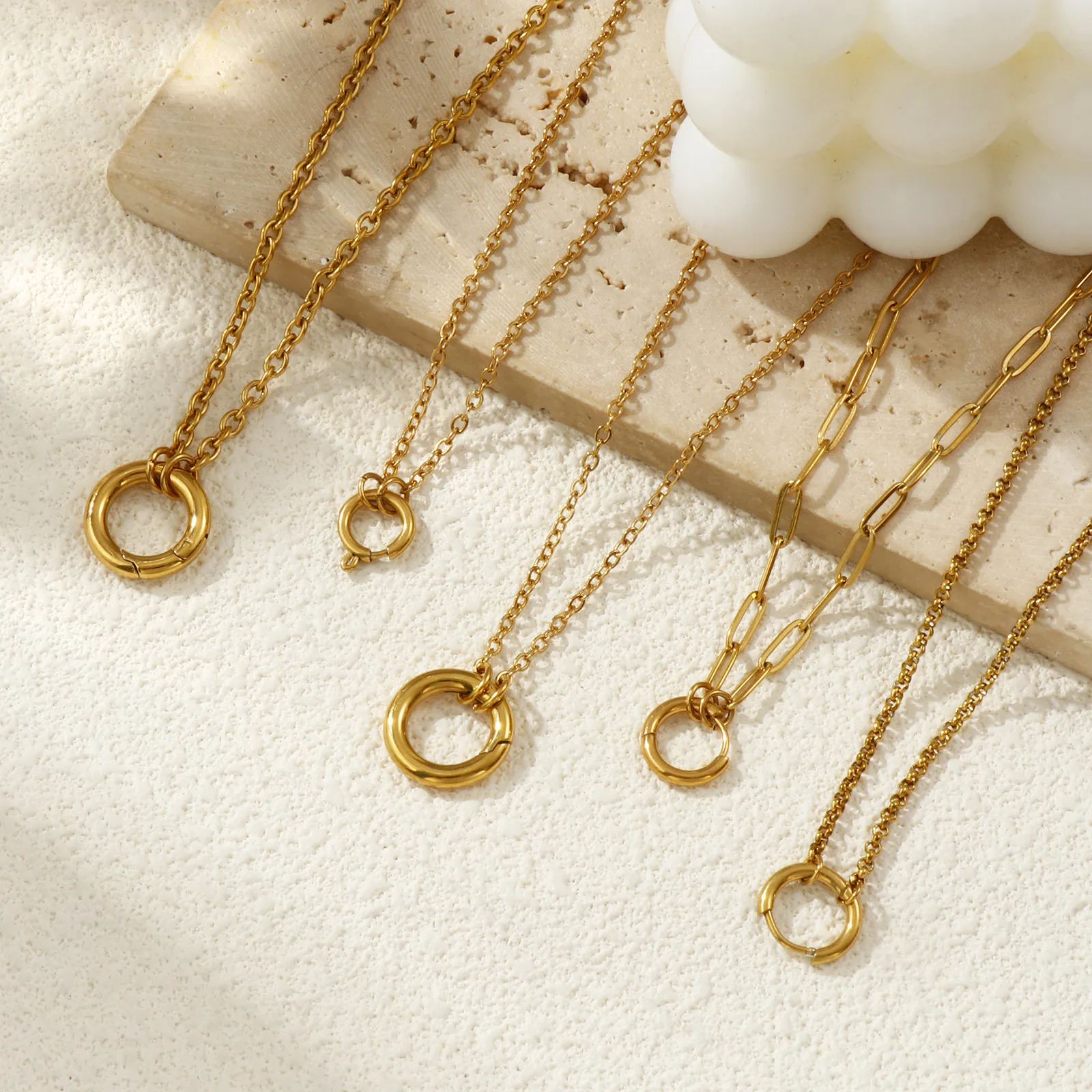 1 шт., ожерелье из нержавеющей стали 304, позолоченное ожерелье 18 ...