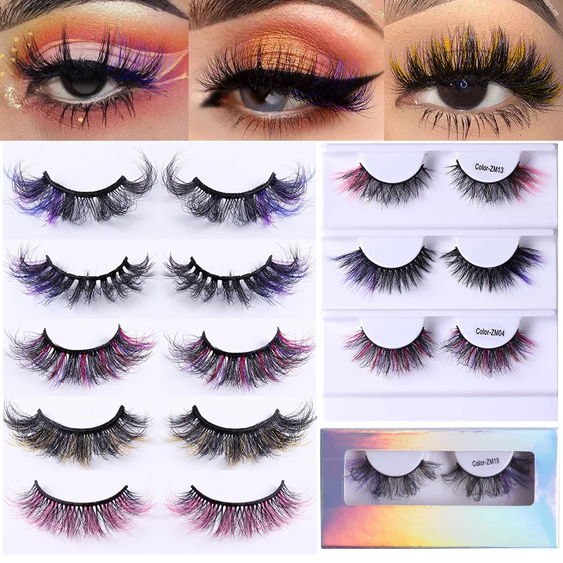 1-Pairs-Colored-Lashes-Russian-Fluff-Strip-Lashes-with-Color-20-Styles ...