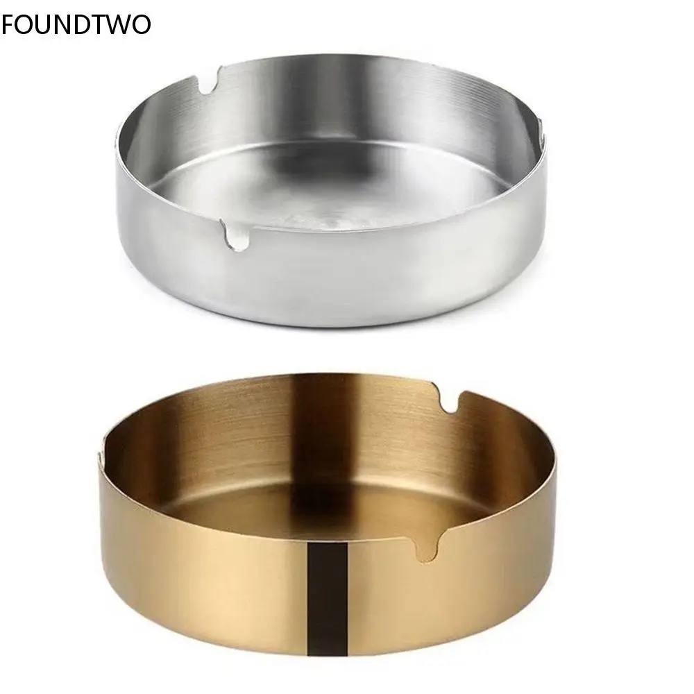 Stylish-Round-Stainless-Steel-Ashtray-Portable-Tabletop-Silver-Metal ...