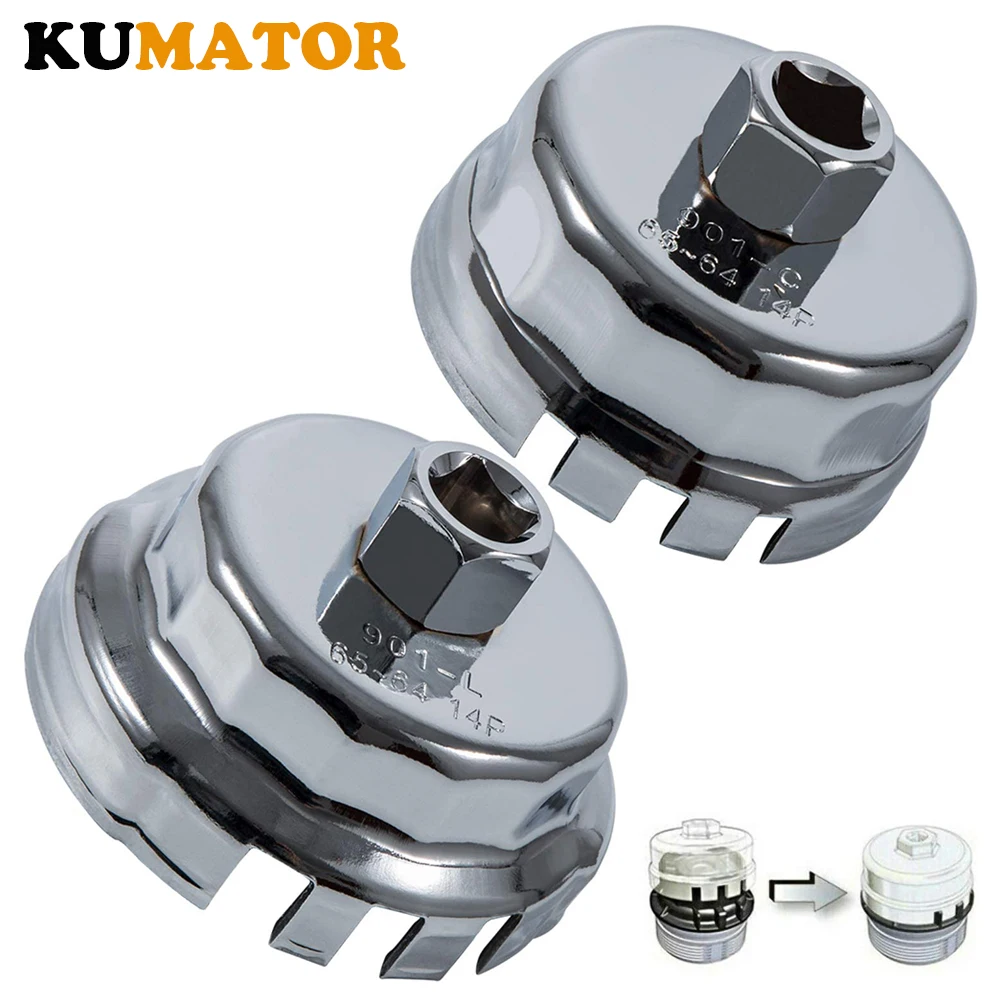 64mm 14 Flute Oil Filter Cap Removal Tool Cup Wrench Set for Toyota ...