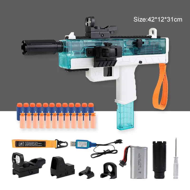 Uzi Weapon Electric Toy Gun Launcher High Speed Shooting Model Toy Soft ...