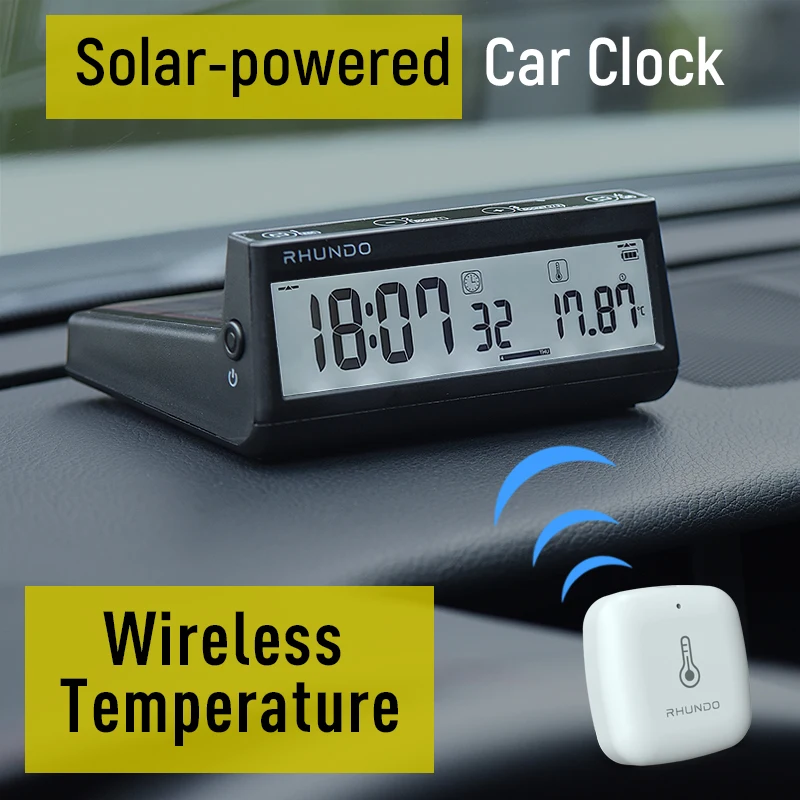 Solar-Car-Digital-Clock-With-LCD-Time-Date-In-Car-Temperature-Display ...