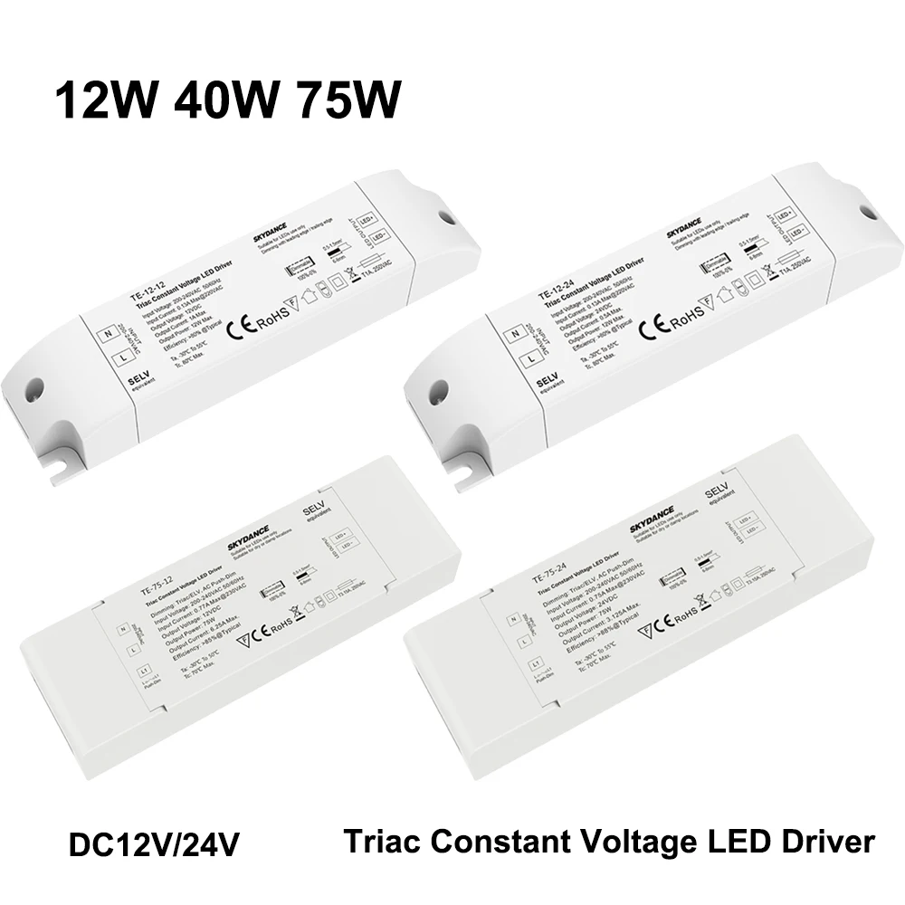 12V 24V 40W 75W Constant Voltage Triac Dimmer LED Driver AC 220V 230V ...