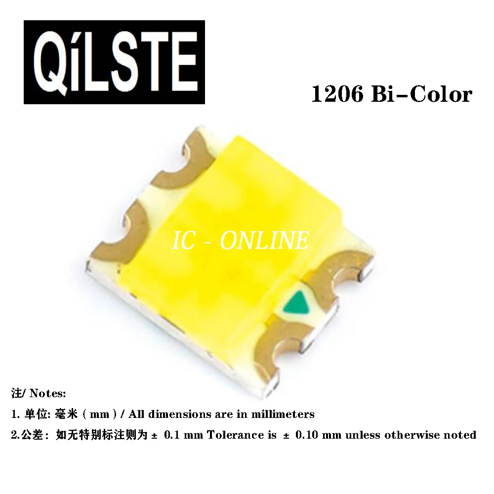 QILSTE-1206-Bi-Color-CHIP-Light-SMD-LED-Diode-100pcs-Green-YELLOW-RED ...