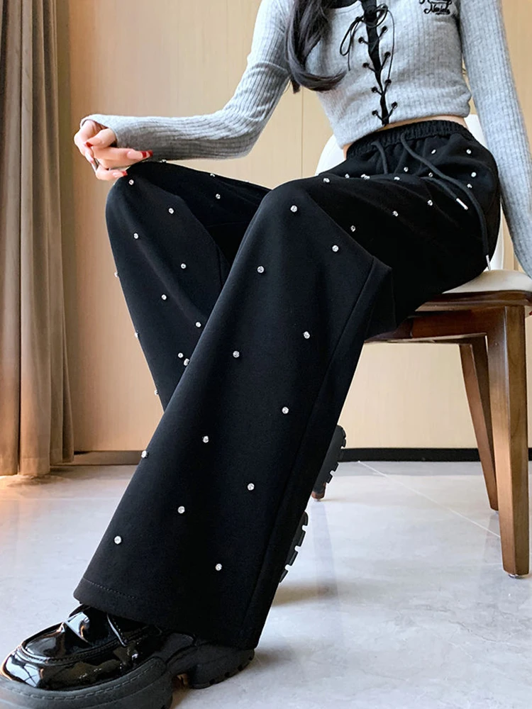Zoki-Chic-Design-Diamond-Pants-Women-Elegant-Loose-Wide-Leg-Pant-Casual ...