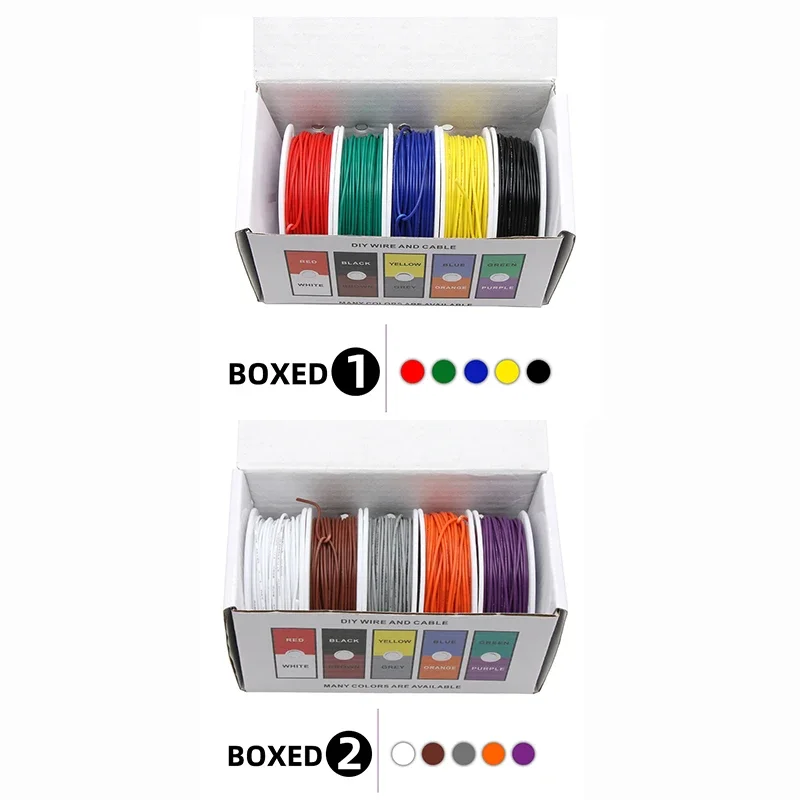 5-Colors-Mix-Kit-UL1007-Wire-PVC-Insulation-Tinned-Copper-Cable-30-28 ...