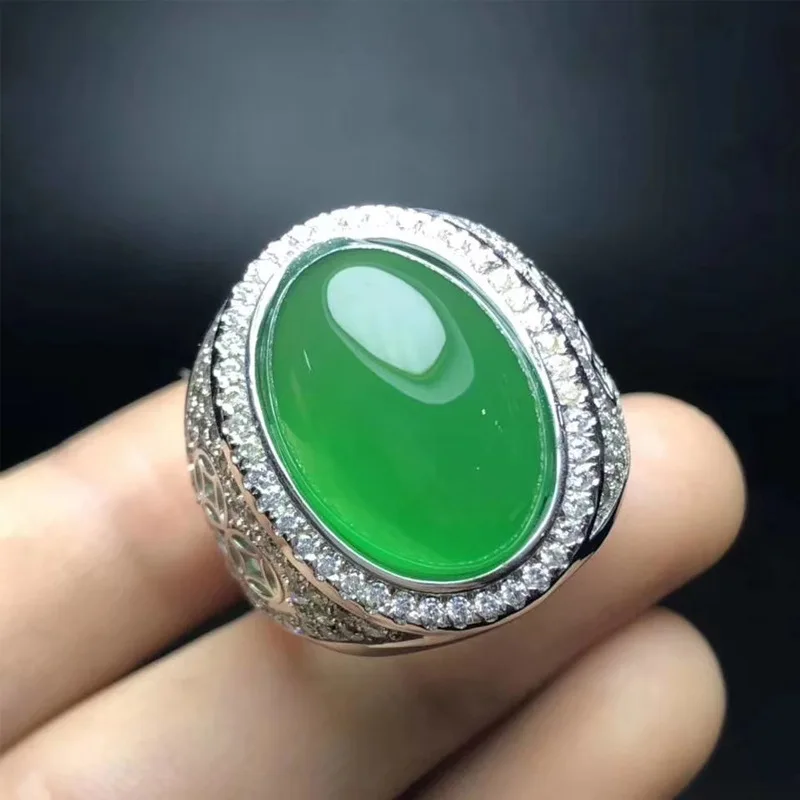 Chrysoprase-Ring-Men-s-Jade-Wrench-Finger-Emerald-Egg-Face-Domineering ...