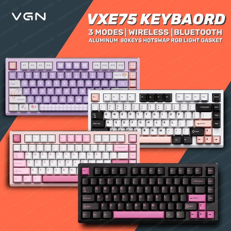 VGN-VXE75-Aluminum-Custom-Mechanical-Keyboard-Kit-Wireless-Bluetooth-2-4G-Gaming-Wired-keyboard ...