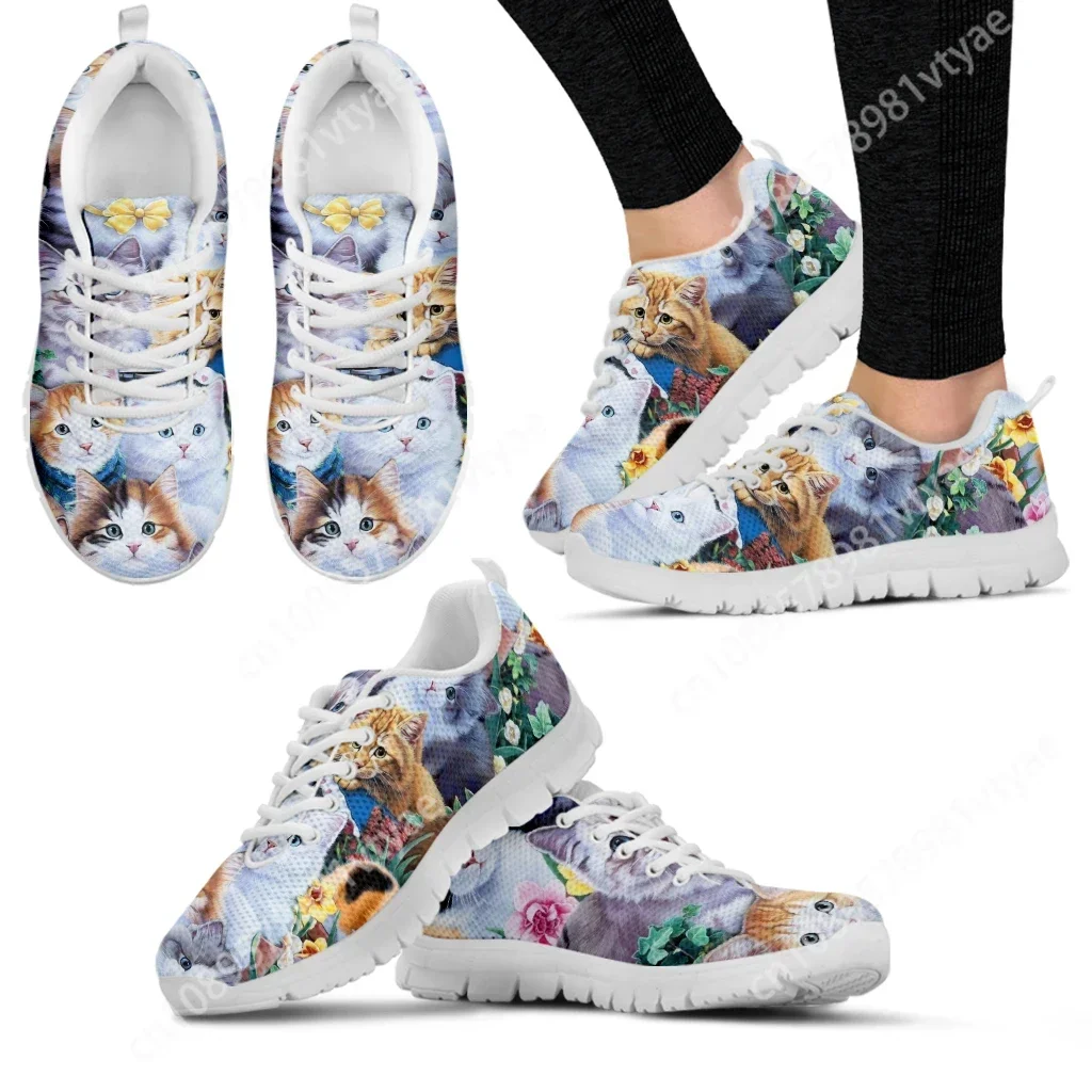 Custom Made Women's Cat Print Shoes Cartoon Cat Comfortable Breathable ...