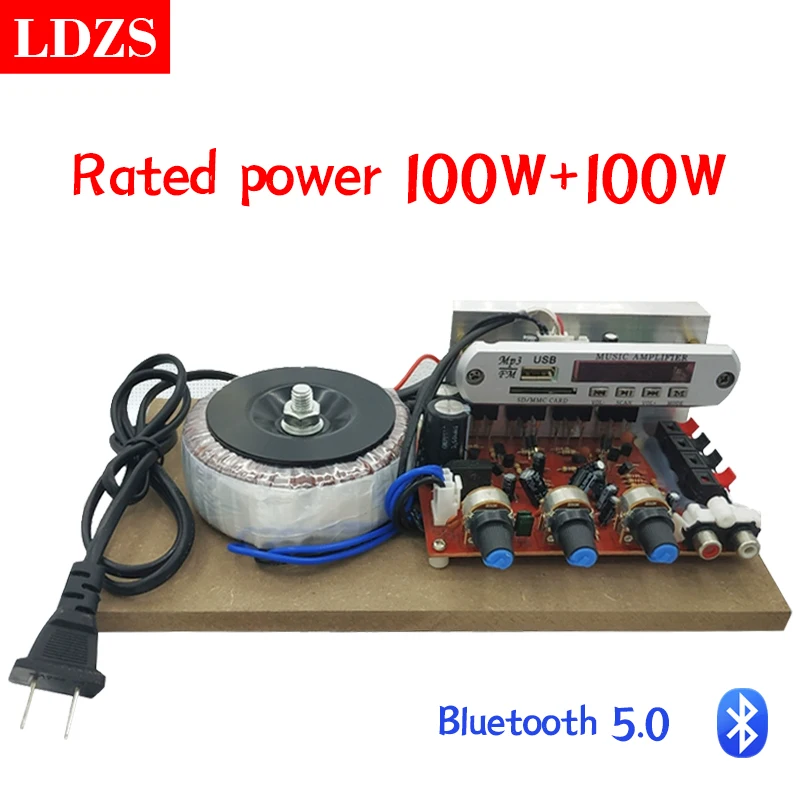 LDZS Bluetooth 5.0 2*100WDigital Power Amplifier Stereo HiFi Audio Class D Home Theater USB ...