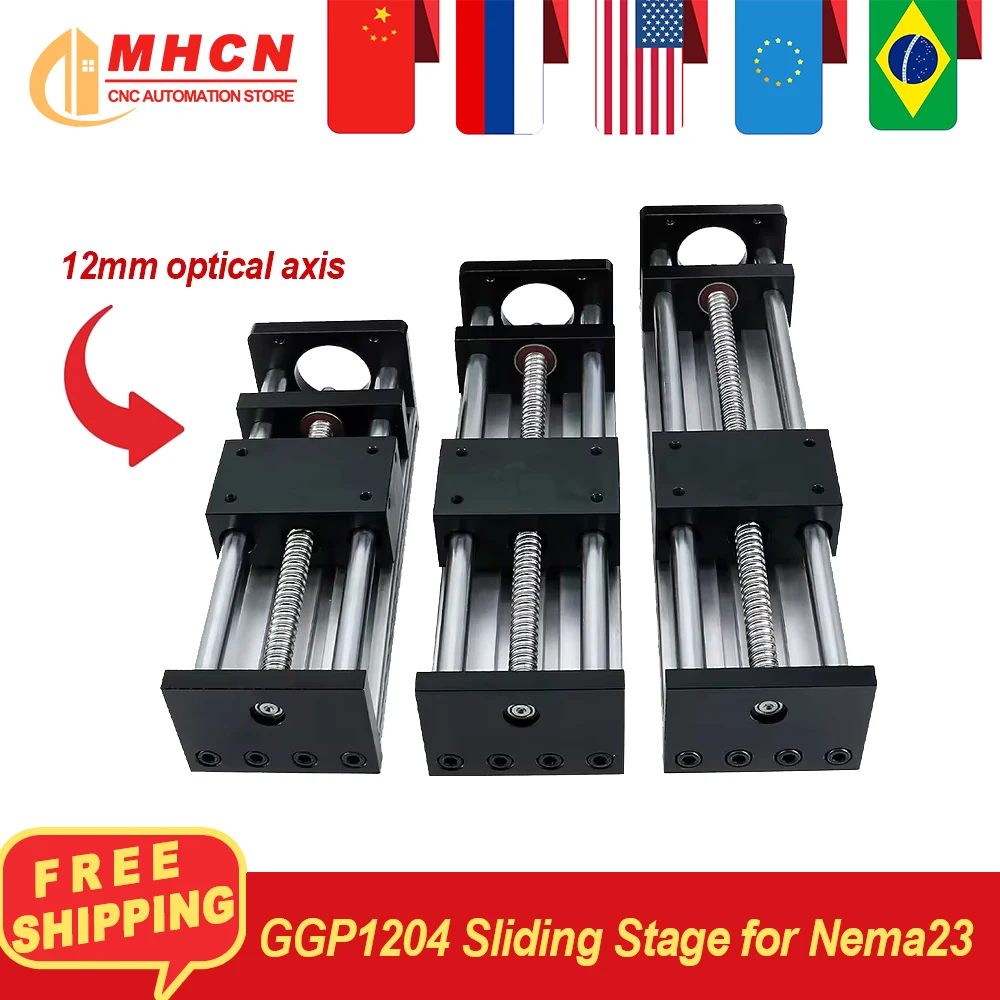 Z axis motion table CNC sliding stage travel 50-500mm linear shaft rail ...