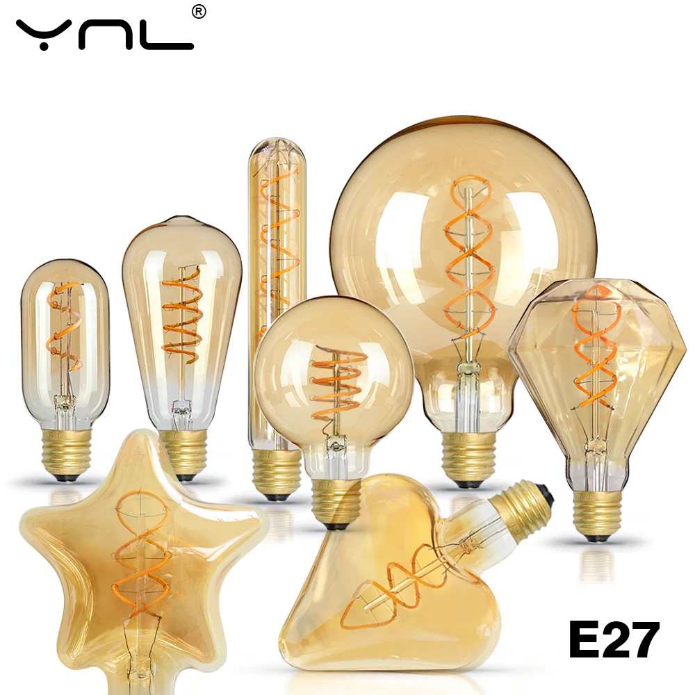 E27 LED Filament Light Bulb 220V 4W A60 ST64 T45 T185 G80 G95 G125 ...