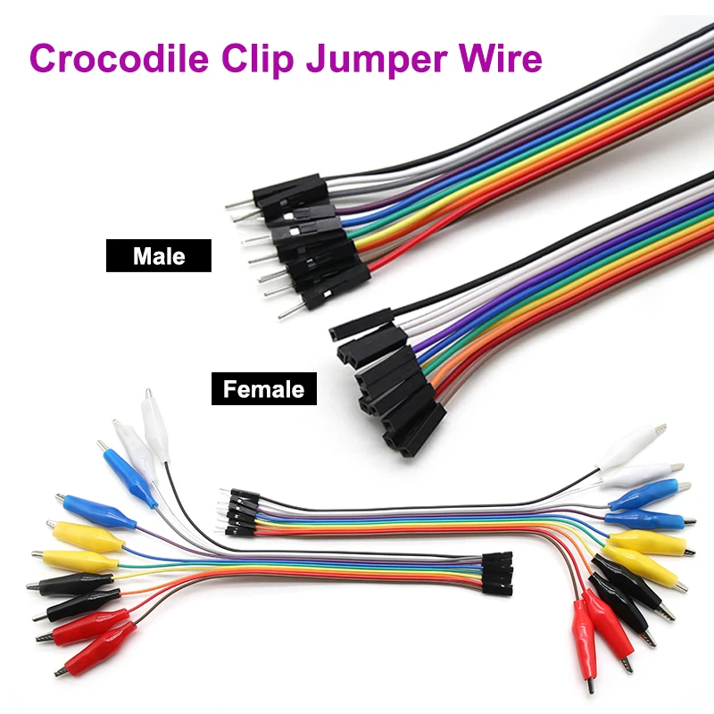 Crocodile-Type-Clips-Jumper-Wire-DIY-Connection-20cm-30cm-10pins-Male ...