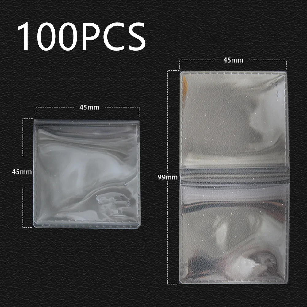 100Pack-45-45mm-Foldable-Dual-Pocket-Vinyl-Coin-Flips-PVC-Visiable ...