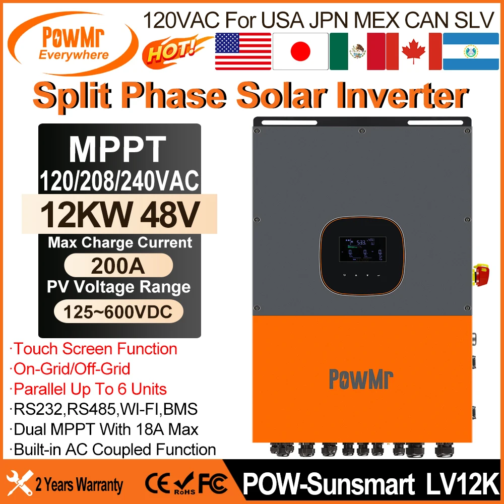 PowMr-12KW-48V-Split-Phase-Solar-Inverter-120Vac-208Vac-240Vac-Output-Build-in-MPPT-200A ...