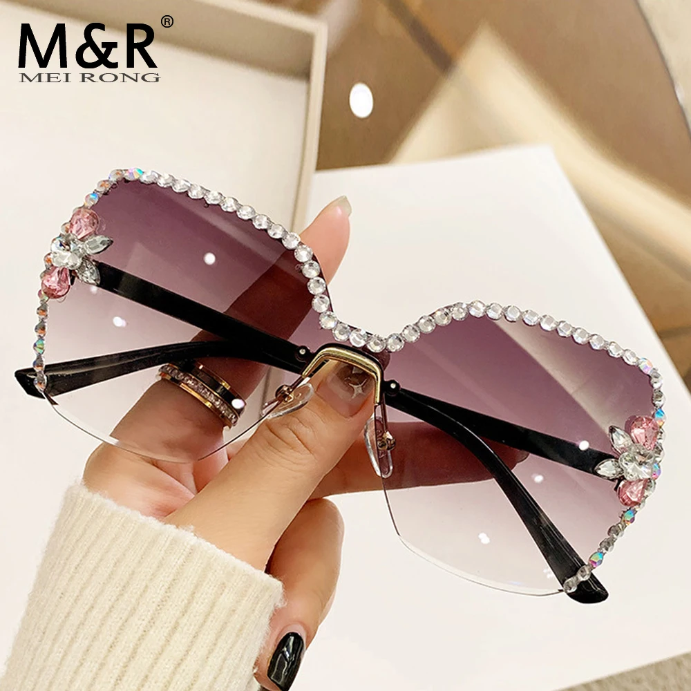 2024New-Women-s-Borderless-Square-Sunglasse-Fashion-Diamond-Inlay ...