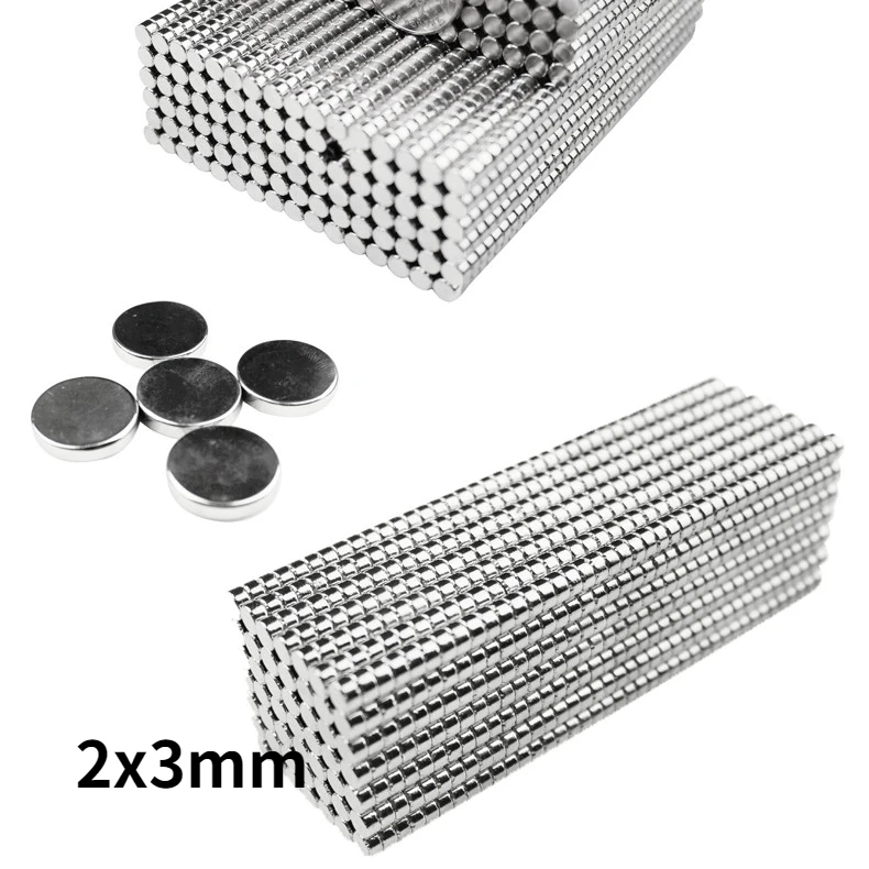 100 ~ 5000PCS 2x3 Mini Ímãs Pequenos Rodada 2mm * 3mm Ímã De Neodímio Disco 2x3mm Permanente ...