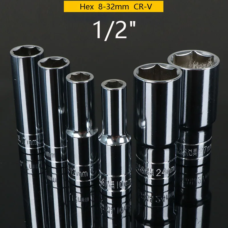 1PCS-1-2-Drive-Deep-Hex-Socket-CRV-Hand-Tools-6-Point-Socket-Wrench ...