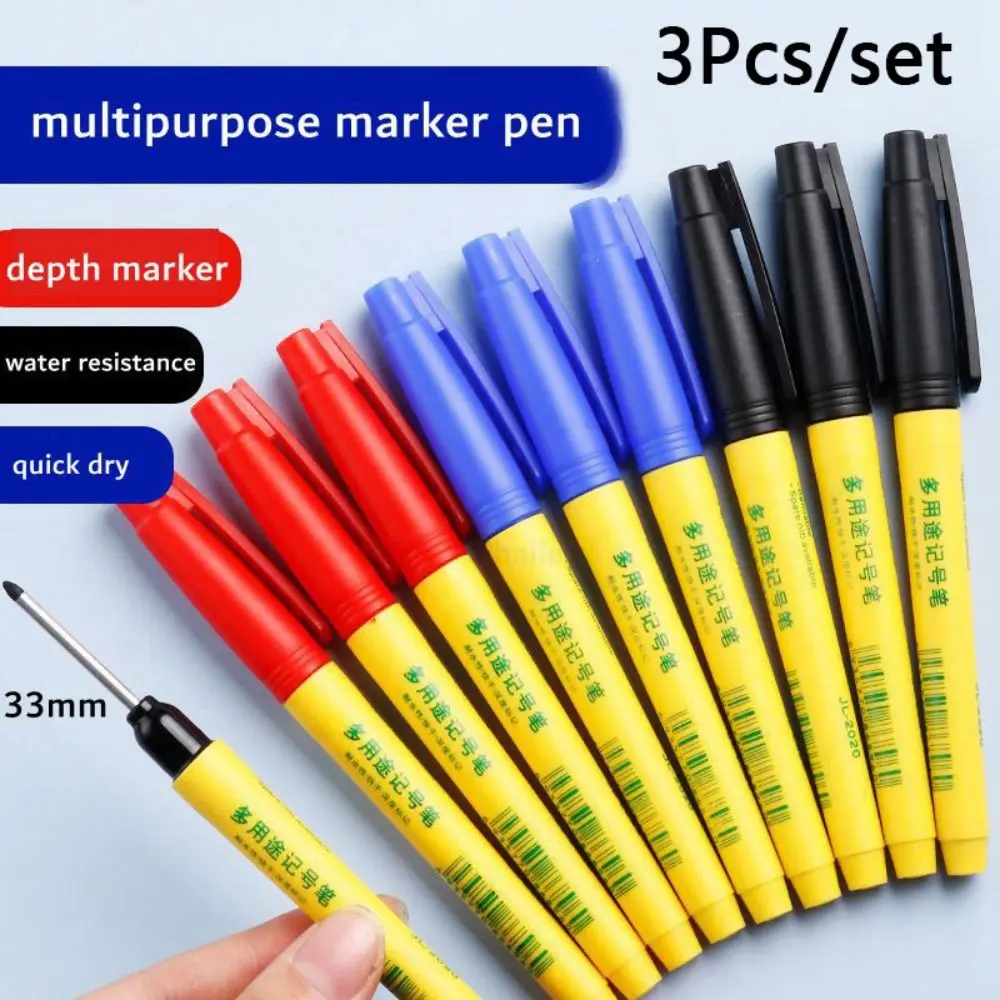 3Pcs/Set 33mm Long Head Markers Pens Multipurpose Waterproof Quick ...