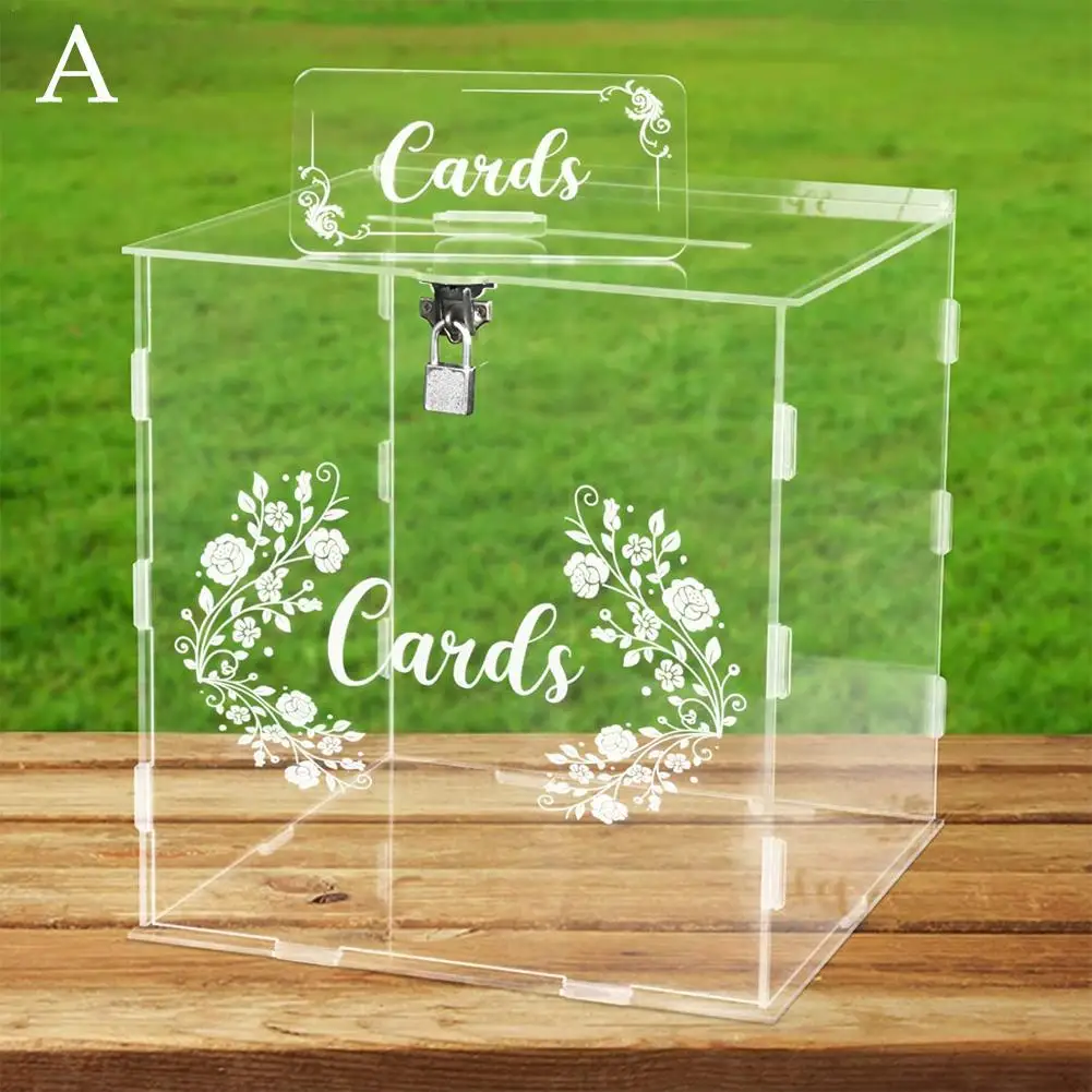 Personalized-Acrylic-Wedding-Card-Box-with-Lock-Gift-Custom-Money-Card ...