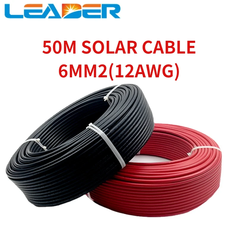LEADER-50-Meters-Roll-PV-Cable-6mm2-10AWG-Solar-Cable-Red-or-Black-Pv ...