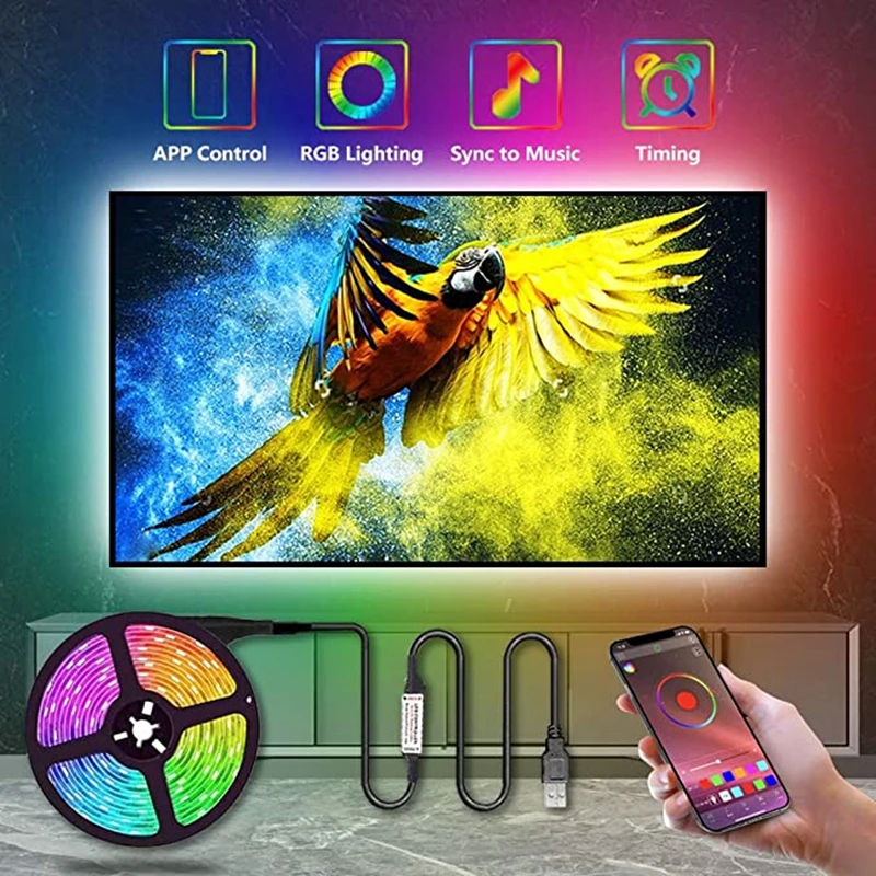 LED-TV-Strip-Lights-RGB-Lamp-Tape-Wall-Bluetooth-Control-Decoration ...