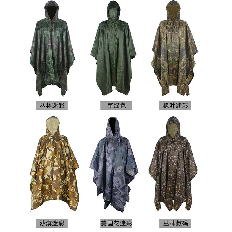 Portable 3 In 1 Raincoat Multifunction Hooded Waterproof Rain Coat Cape ...