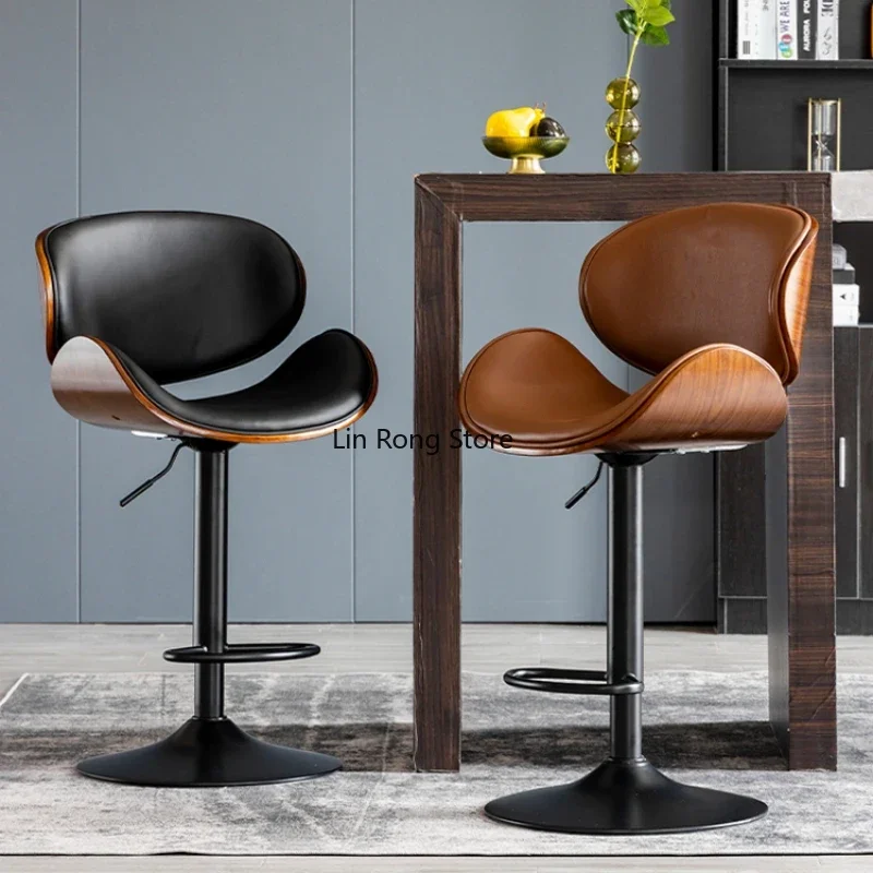 Leather-Adjustable-Bar-Chairs-Swivel-Designer-Computer-Bar-Chairs ...