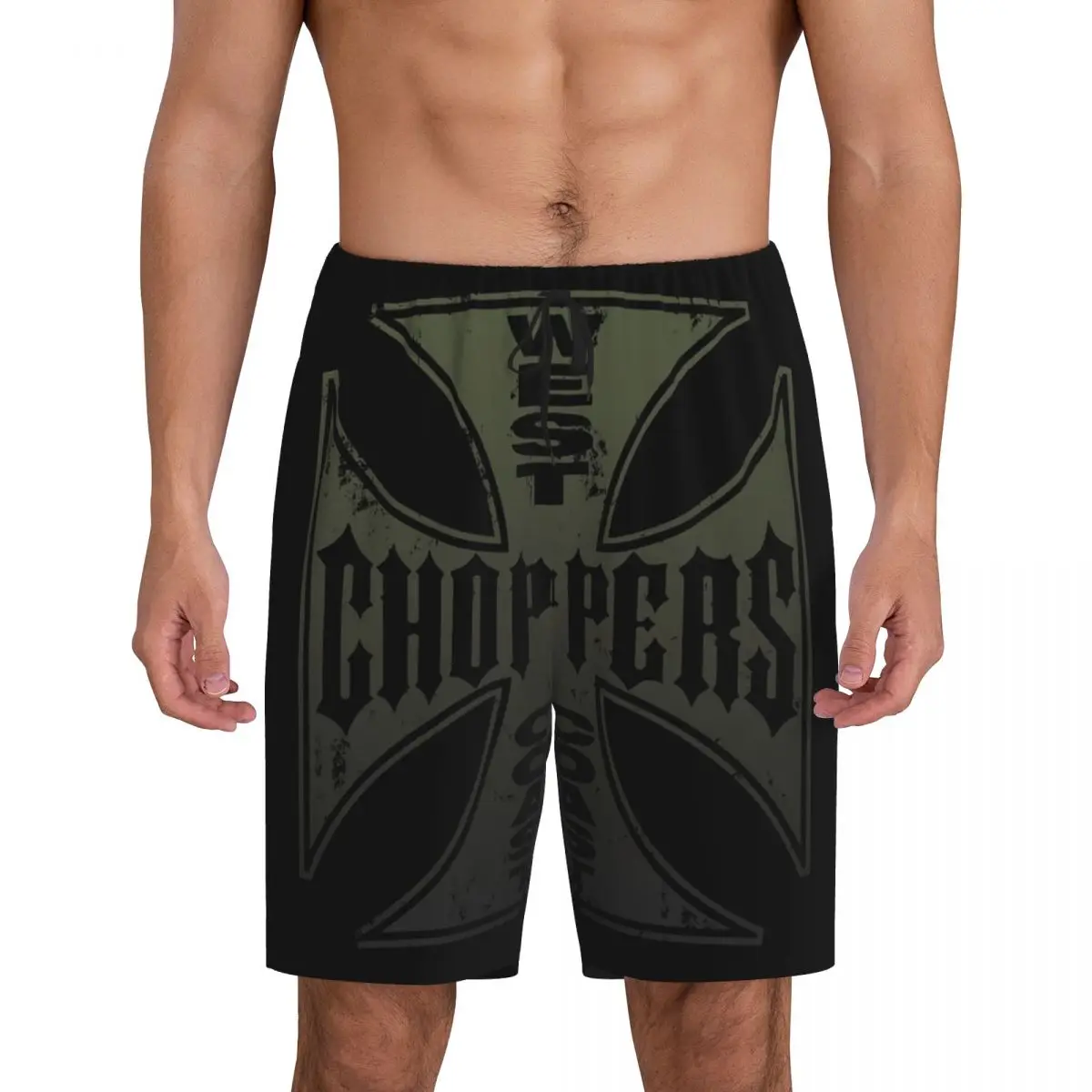 Custom-West-Coast-Chopper-Iron-Cross-Pajama-Shorts-Sleepwear-Men ...