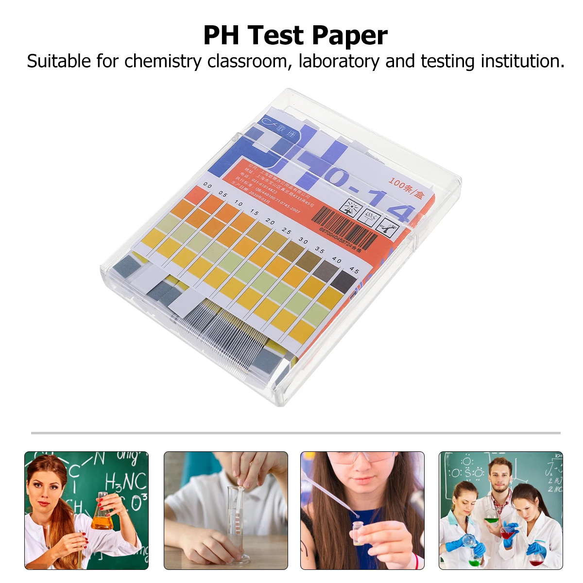 100pcs PH Test Paper Precision Waterproof Strips 0-14 Wide Range PH ...
