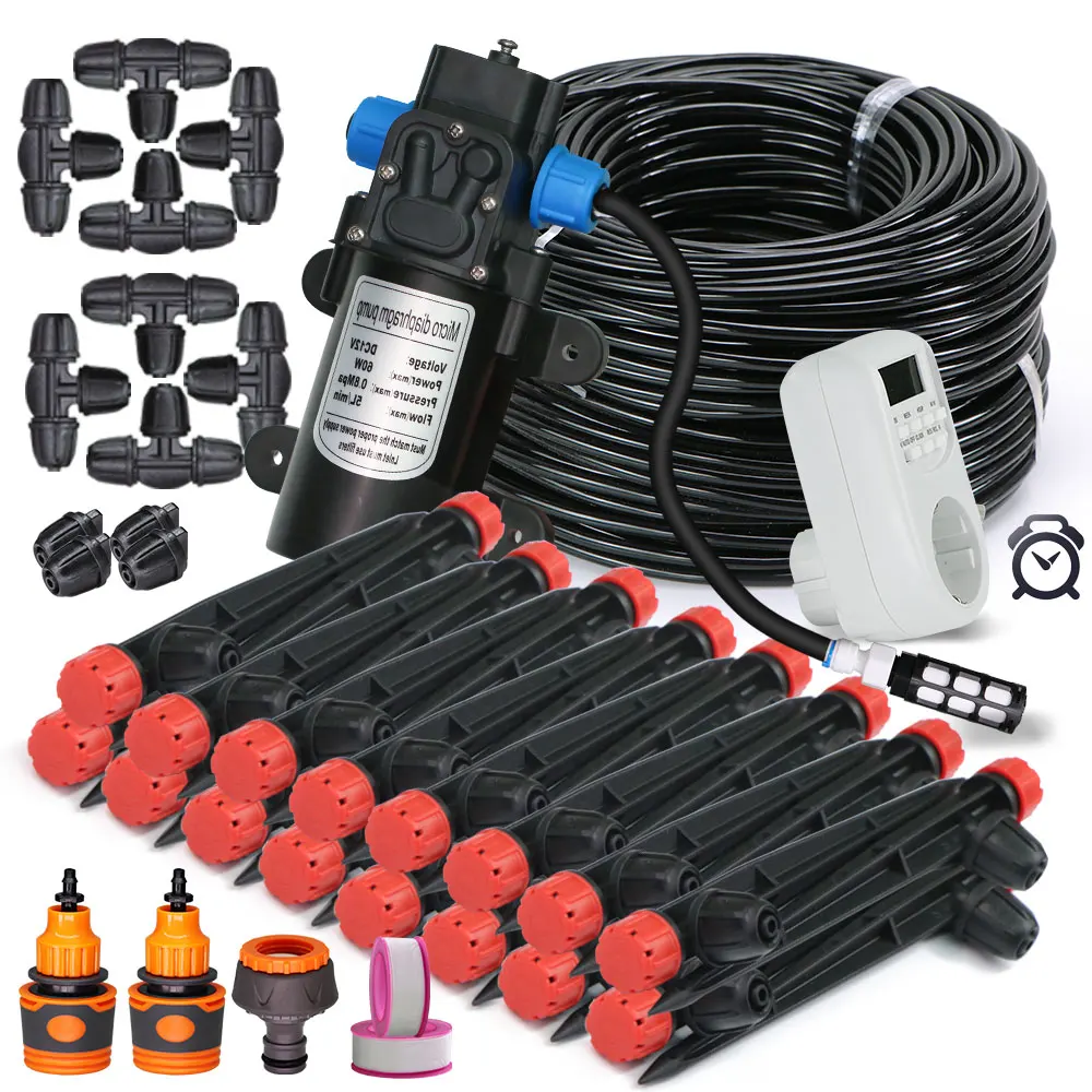 50-5M 13cm Stake Sprinkler Watering System Garden 60W Power Self ...
